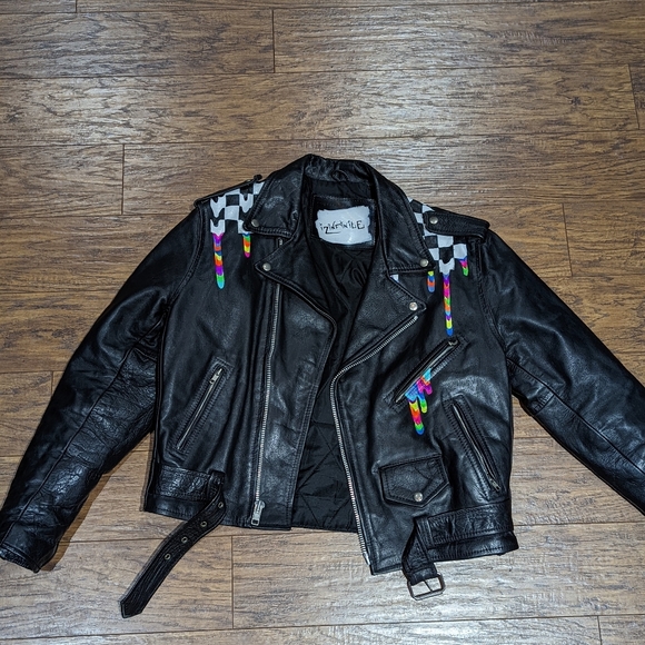 Izinfinite | Jackets & Coats | Psychedelic Leather Jacket | Poshmark